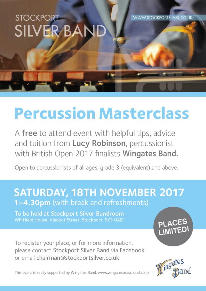 Percussion Masterclass – 18th November | Stockport Silver Band